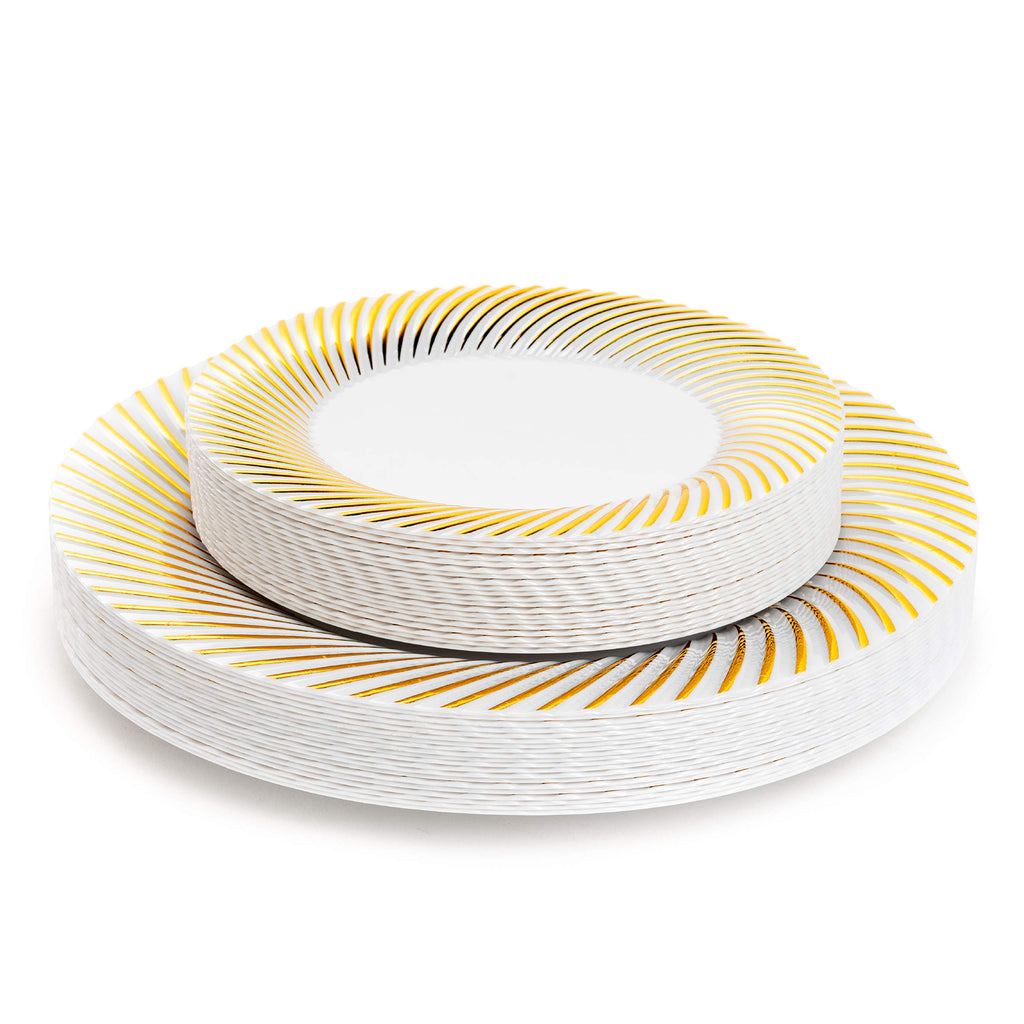 Multi-Use Gold Ripple Rim Plastic Plate Set – Matana